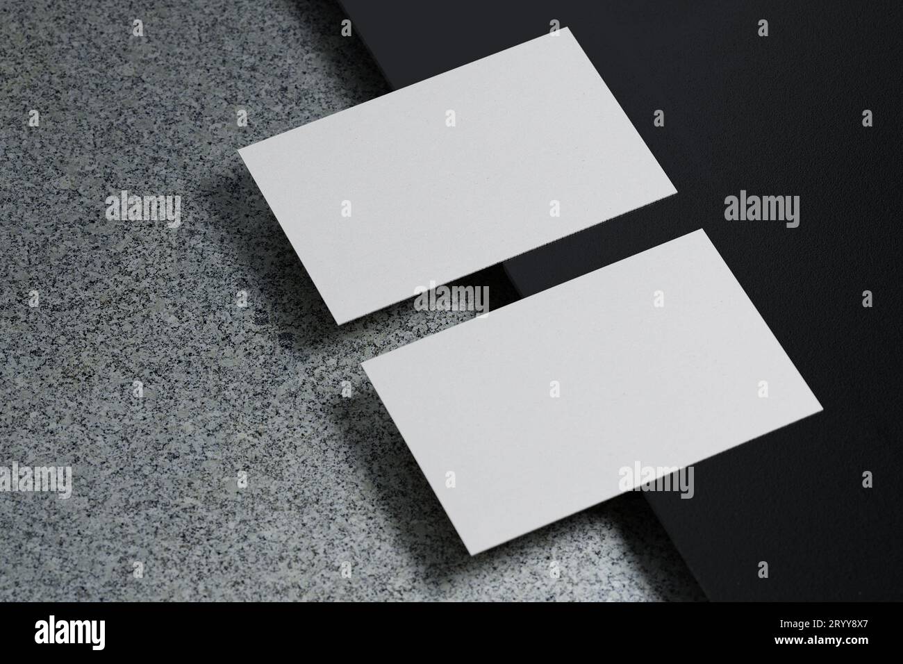 White horizontal business card paper mockup template with blank space ...