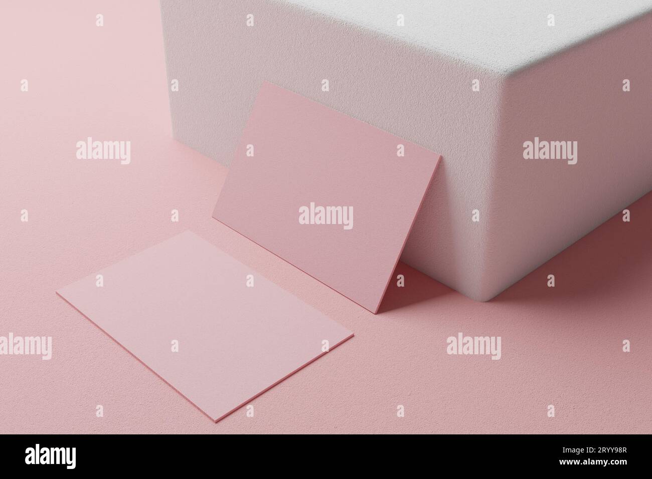 Pink pastel business card paper mockup template with blank space cover ...