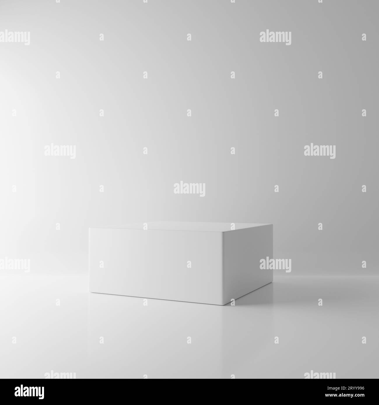 White rectangle block cube in empty room background. Abstract Interior ...