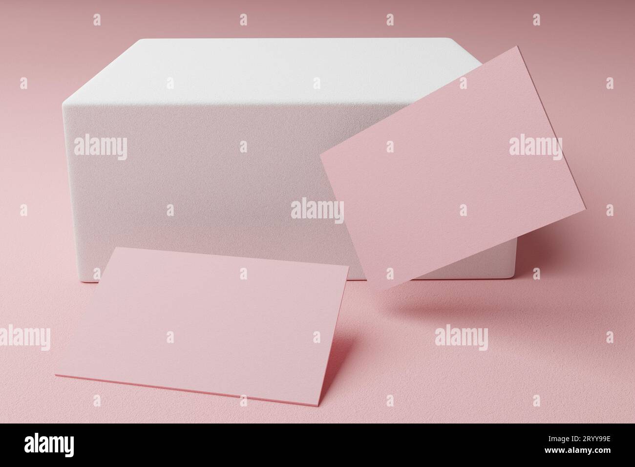 Pink pastel business card paper mockup template with blank space cover ...