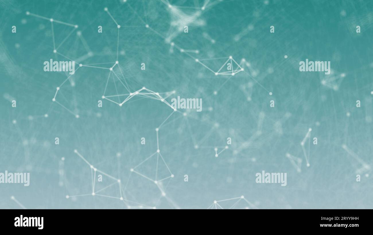 3D Abstract white geometry float wireframe network and connecting dot ...