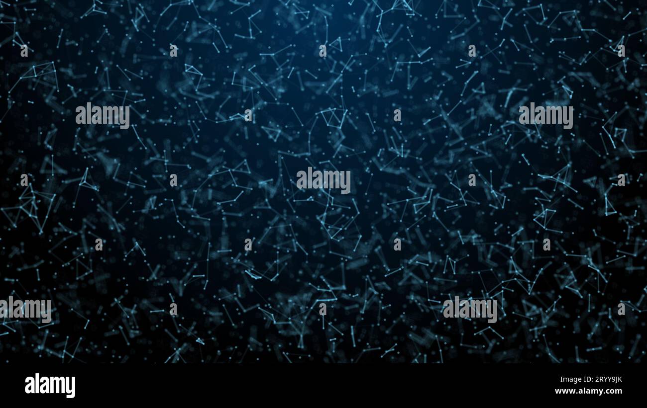 Abstract blue blurred geometry wireframe network and connecting dot in ...