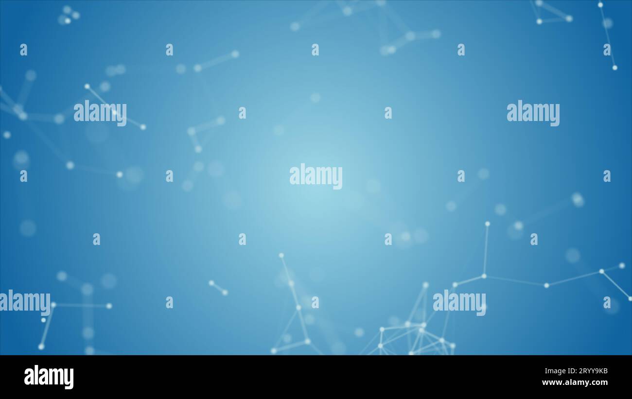 Abstract blue blurred geometry wireframe network and connecting dot in ...