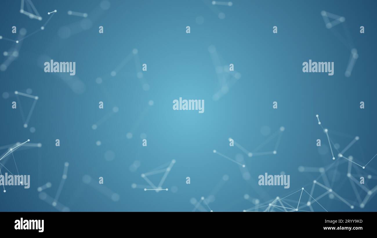 Abstract blue blurred geometry wireframe network and connecting dot in ...