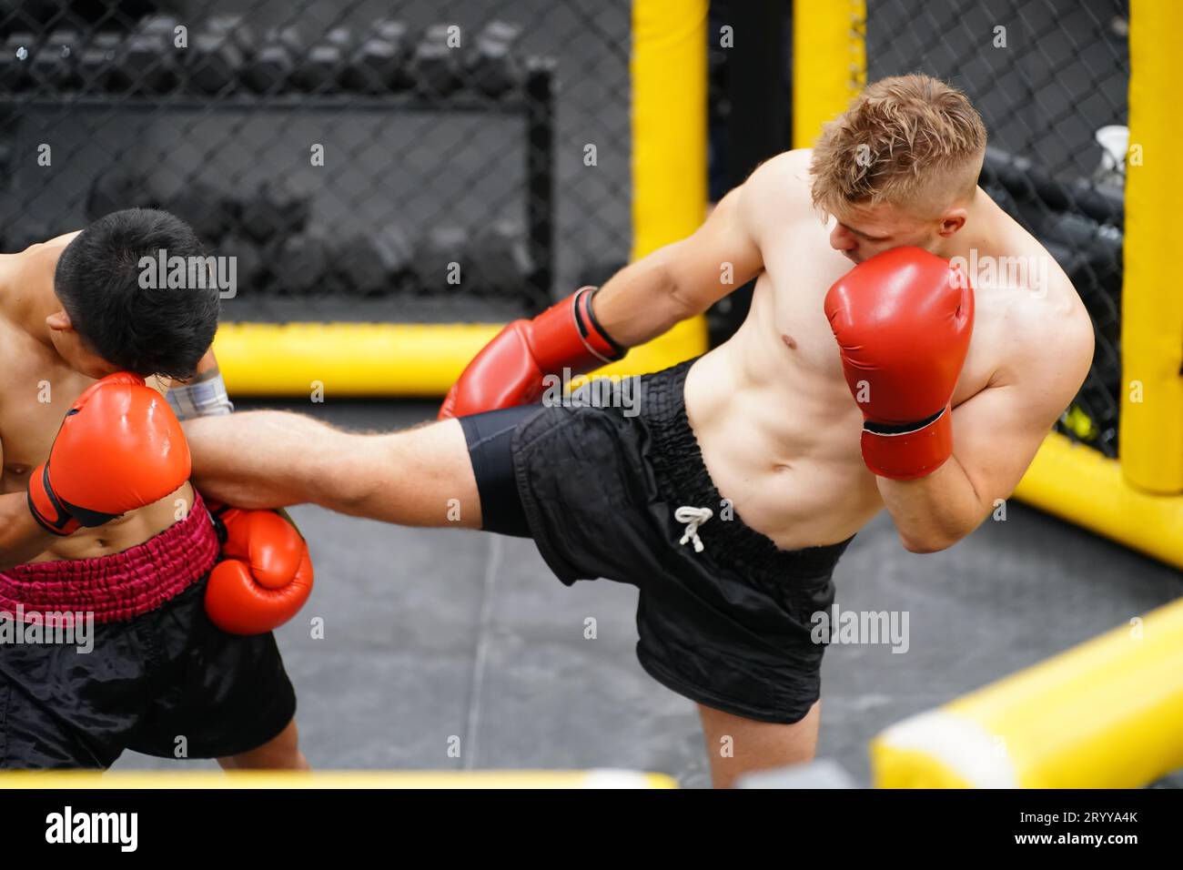 Muay Thai, The martial art of Thailand, A boxer with the weapon of kick ...