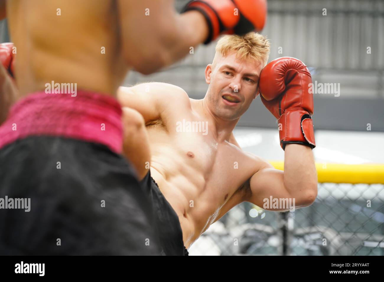 Muay Thai, The martial art of Thailand, A boxer with the weapon of kick ...