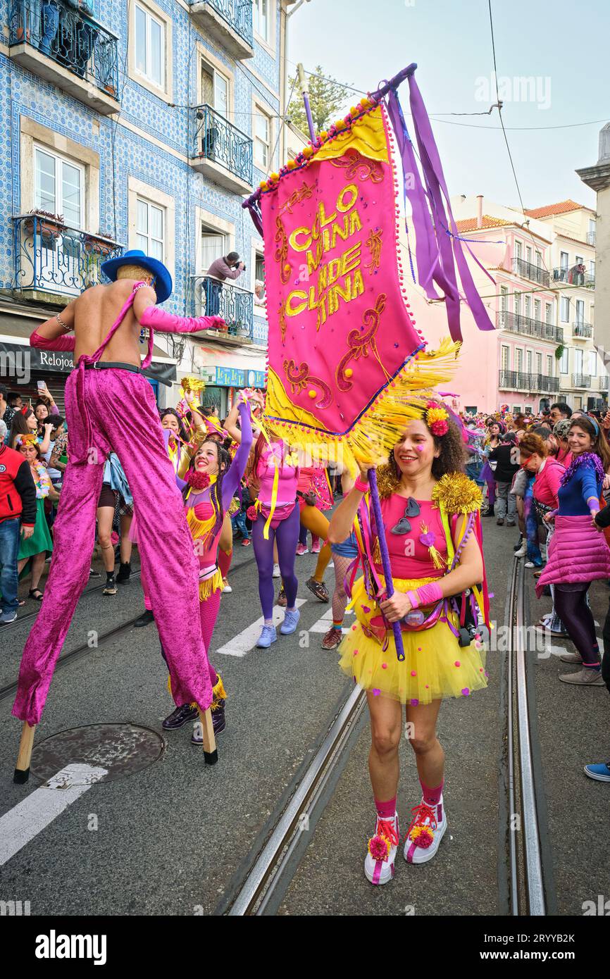 Carnival parade in streets of Lisbon by artistic collective Clandestine ...