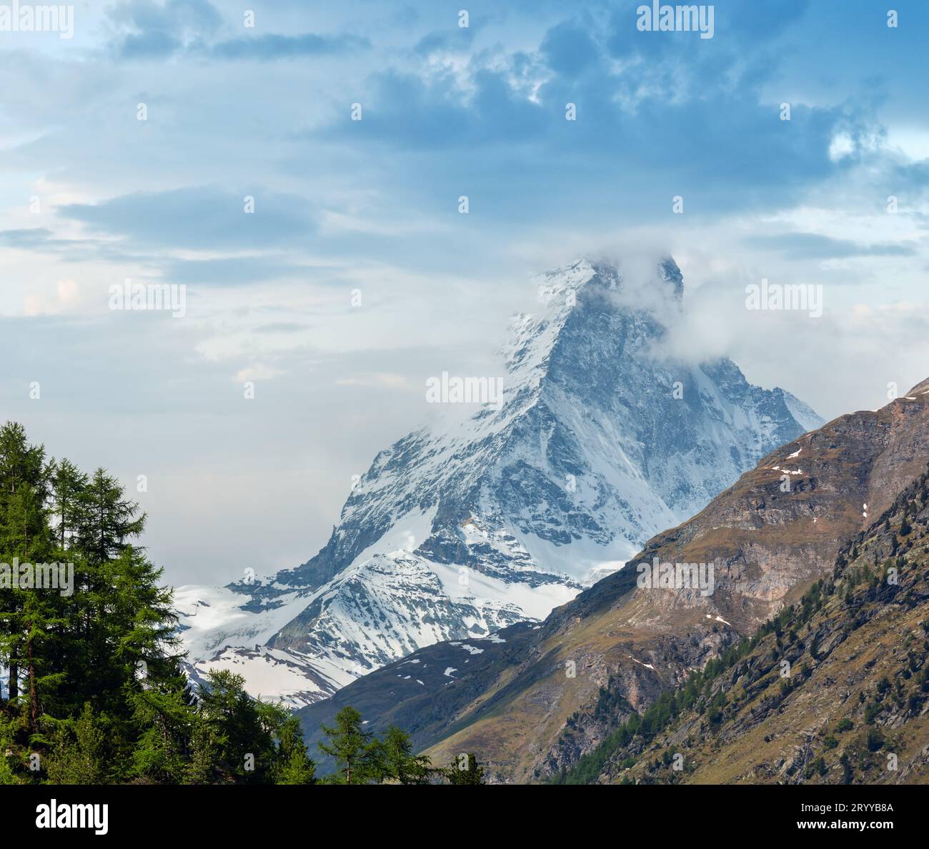 Summer Matterhorn Alps mountain, Swiss Stock Photo - Alamy