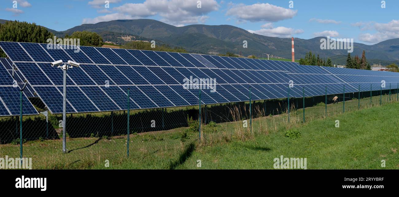 Solar power plant. Solar photovoltaic panels. Solar power generation ...