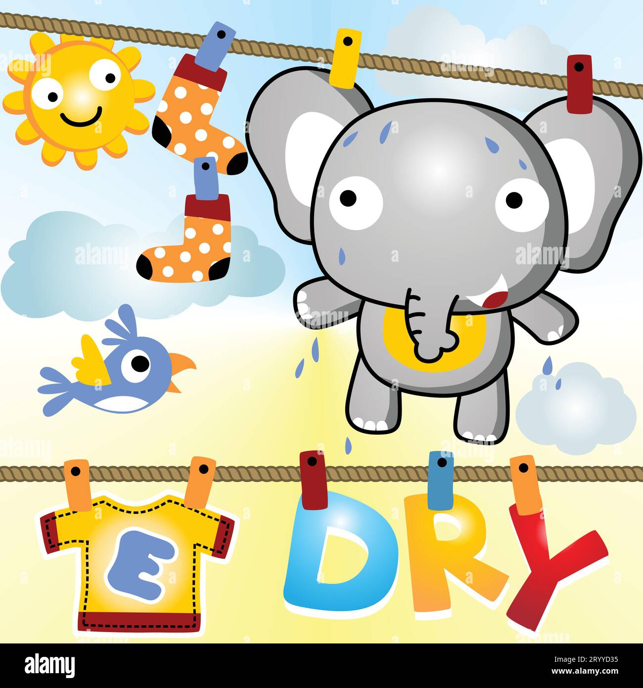 Bird clothesline Stock Vector Images - Alamy