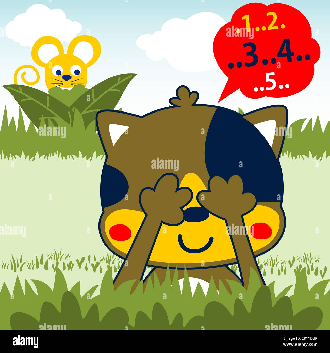 cat and mice cartoon playing hide and seek Stock Vector Image & Art - Alamy
