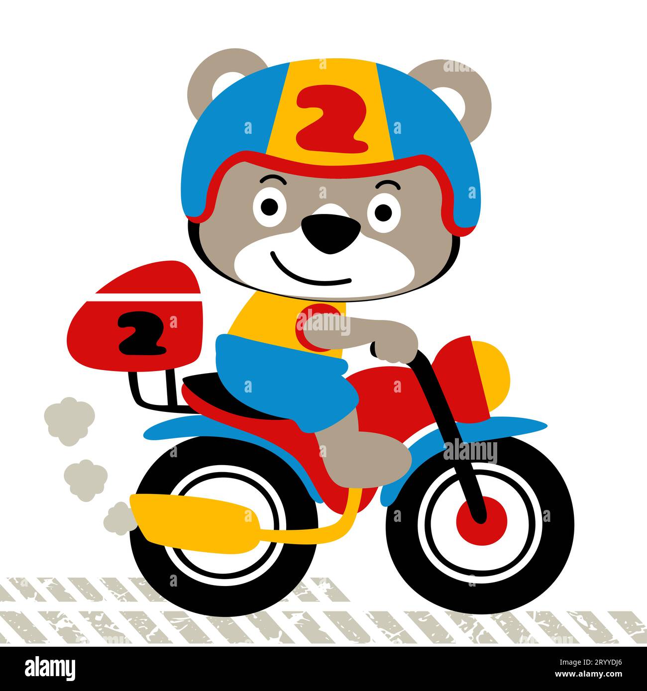 little bear riding motorcycle, vector cartoon illustration Stock Vector ...