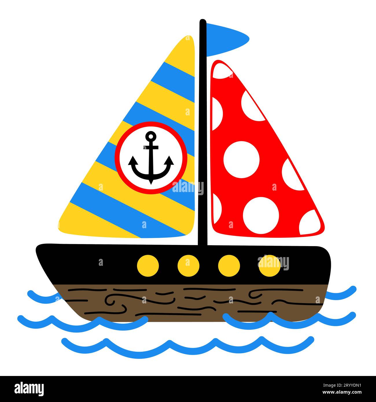 Vector cartoon illustration of sailboat Stock Vector Image & Art - Alamy