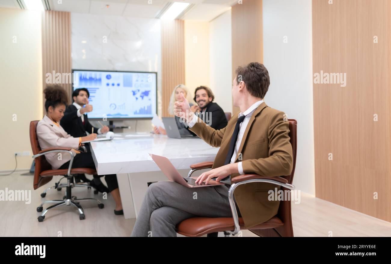 Portrait of young entrepreneurs are enthusiastically taking their ideas ...