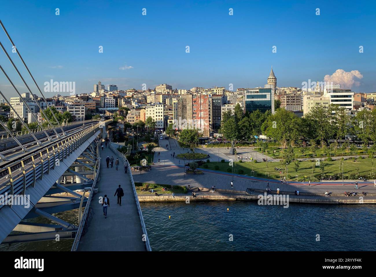 Istanbul, Turkey. 01st June, 2021. People walk across the bridge over ...