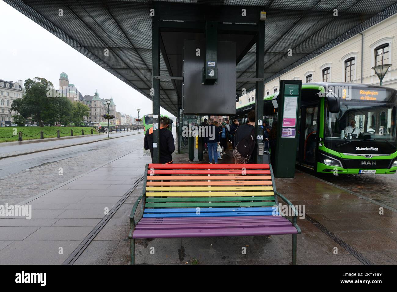 A bus station by the Central Railway station in Malmö, Sweden Stock ...