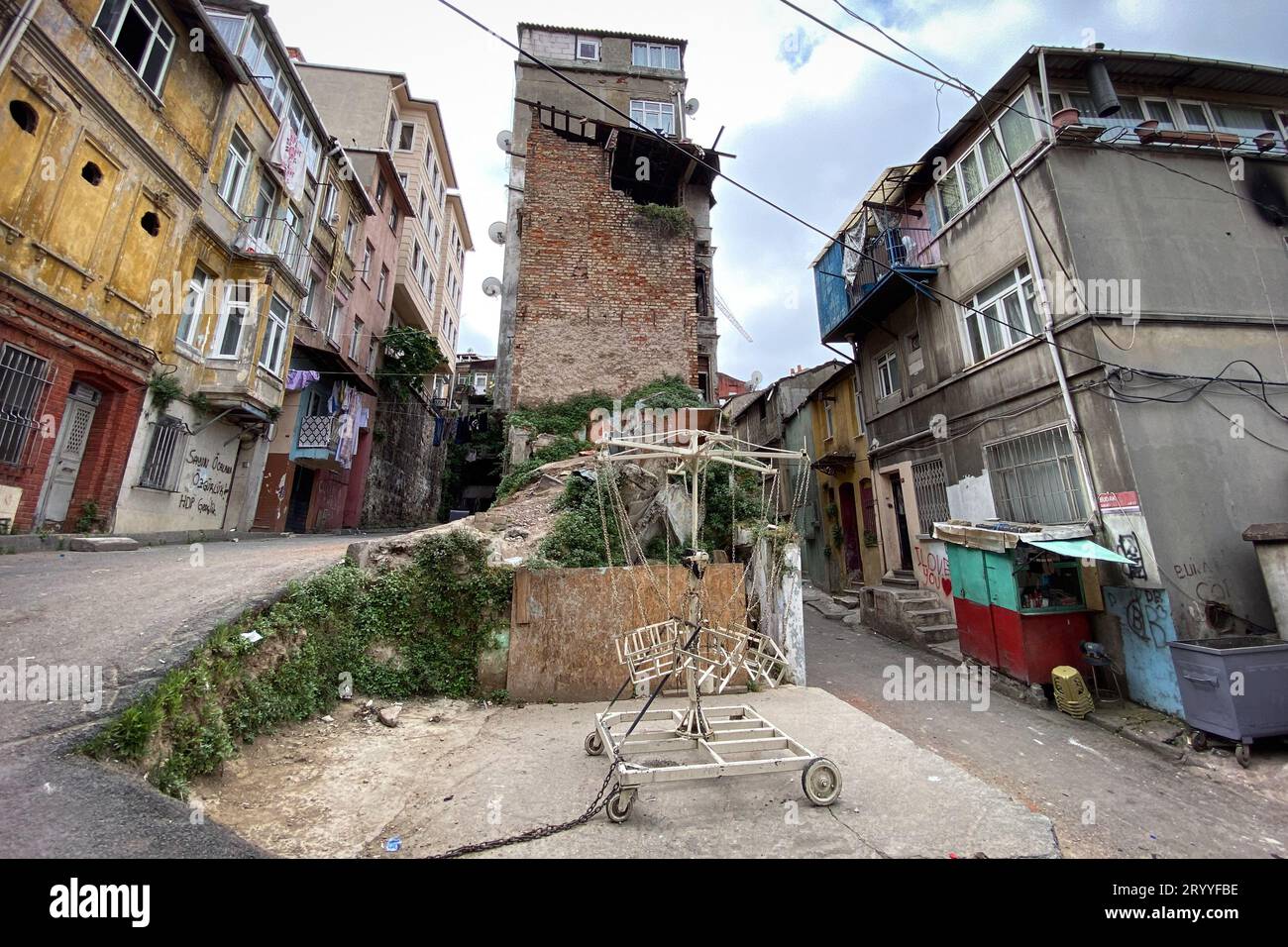 Istanbul, Turkey. 28th May, 2021. Children's swing fastened with a ...