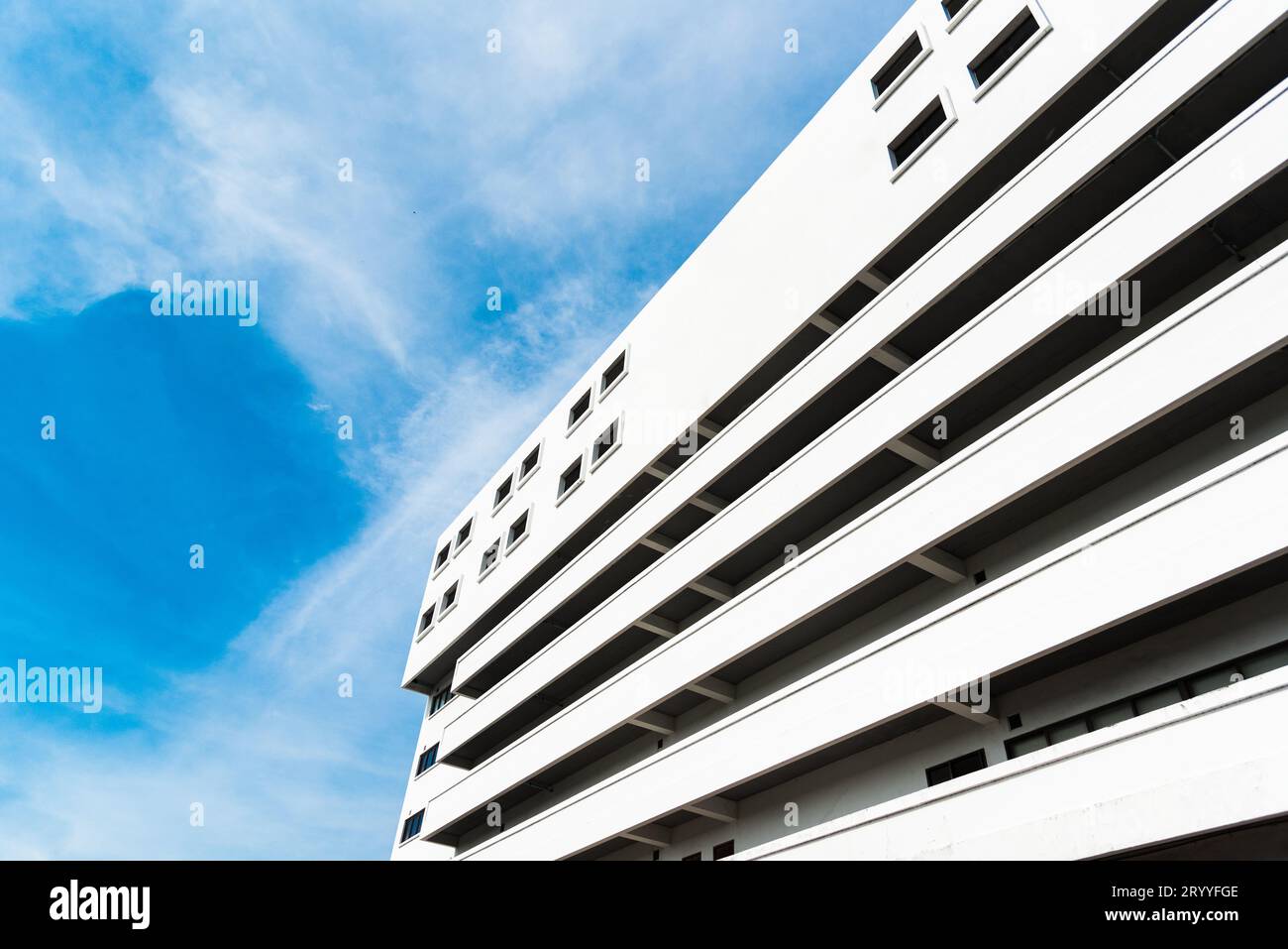 Tall library in college with blue clear sky and cloudy. Landscape and ...