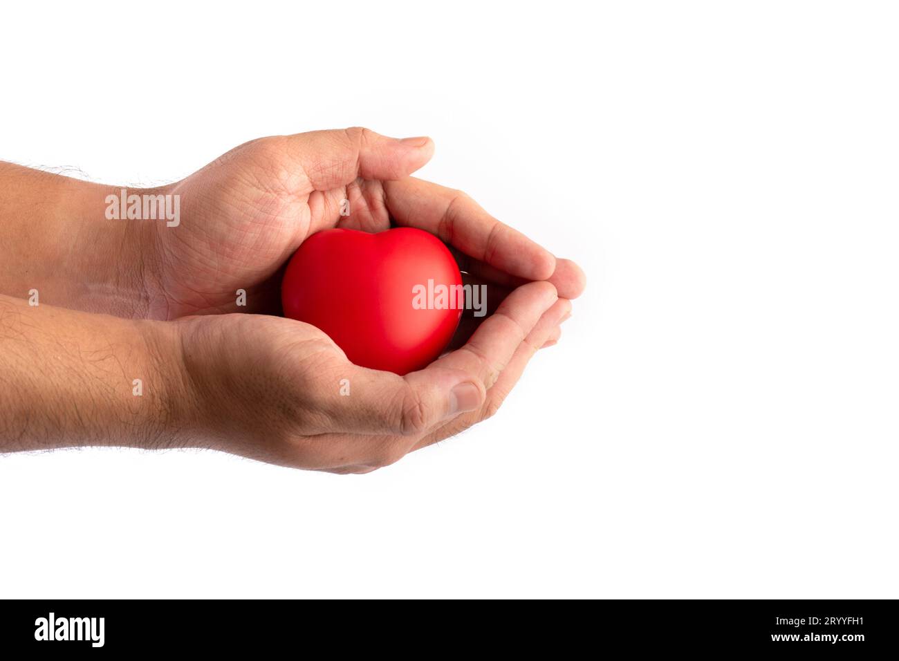 Hand holding and giving for donation on isolated white background ...