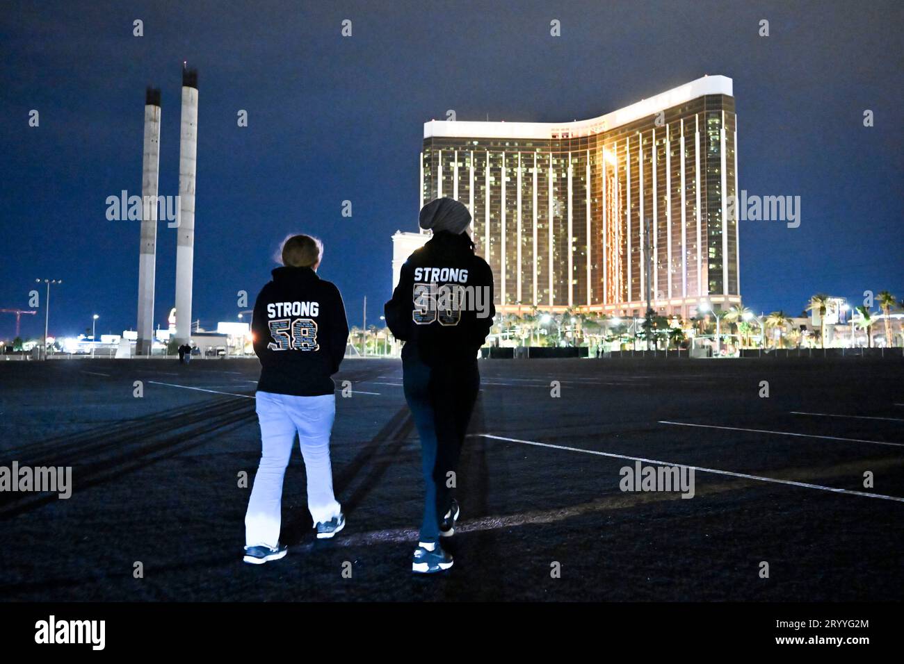 Las Vegas, Nevada, USA. 1st Oct, 2023. People walk at the site of the ...