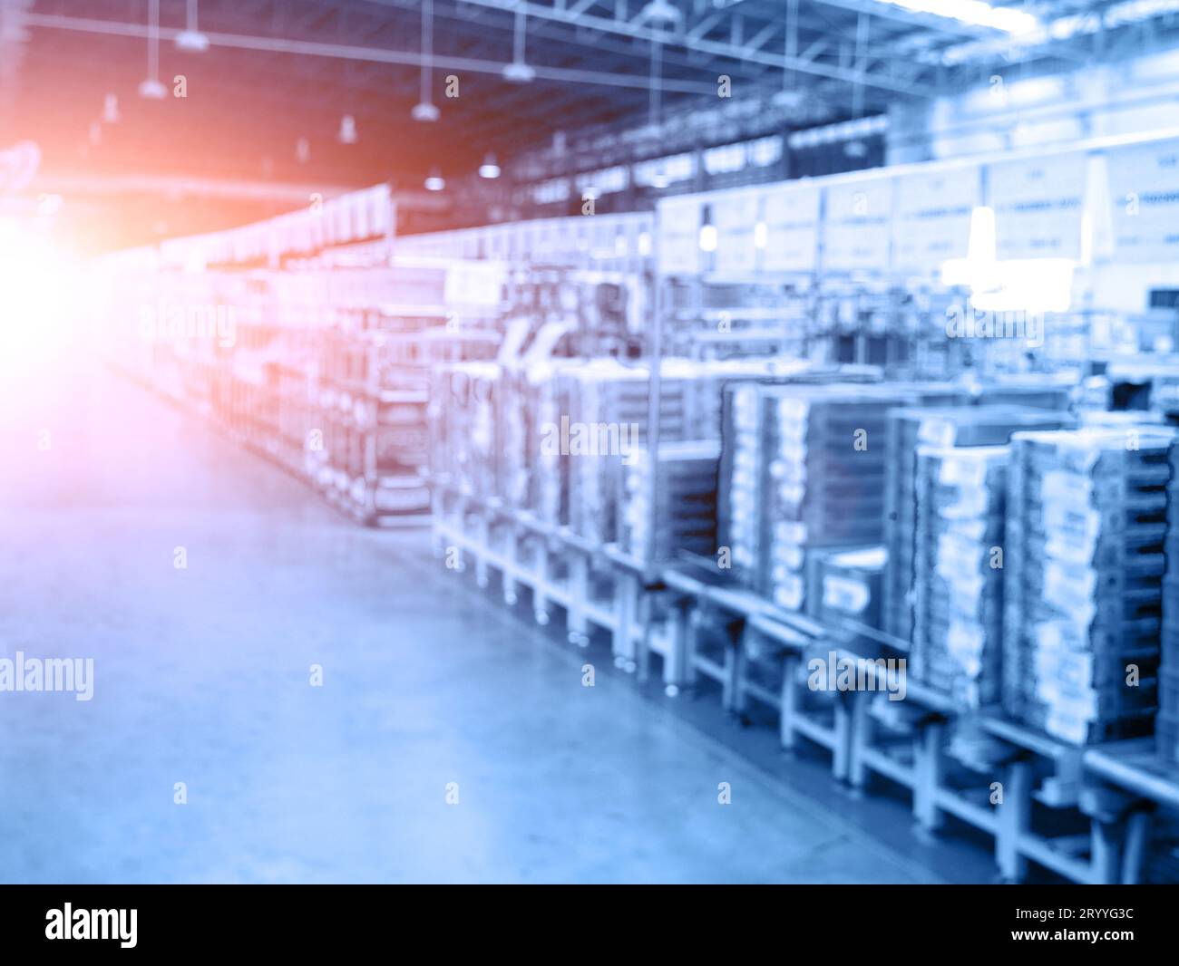 Blurry background of warehouse and storage. Abstract of business ...