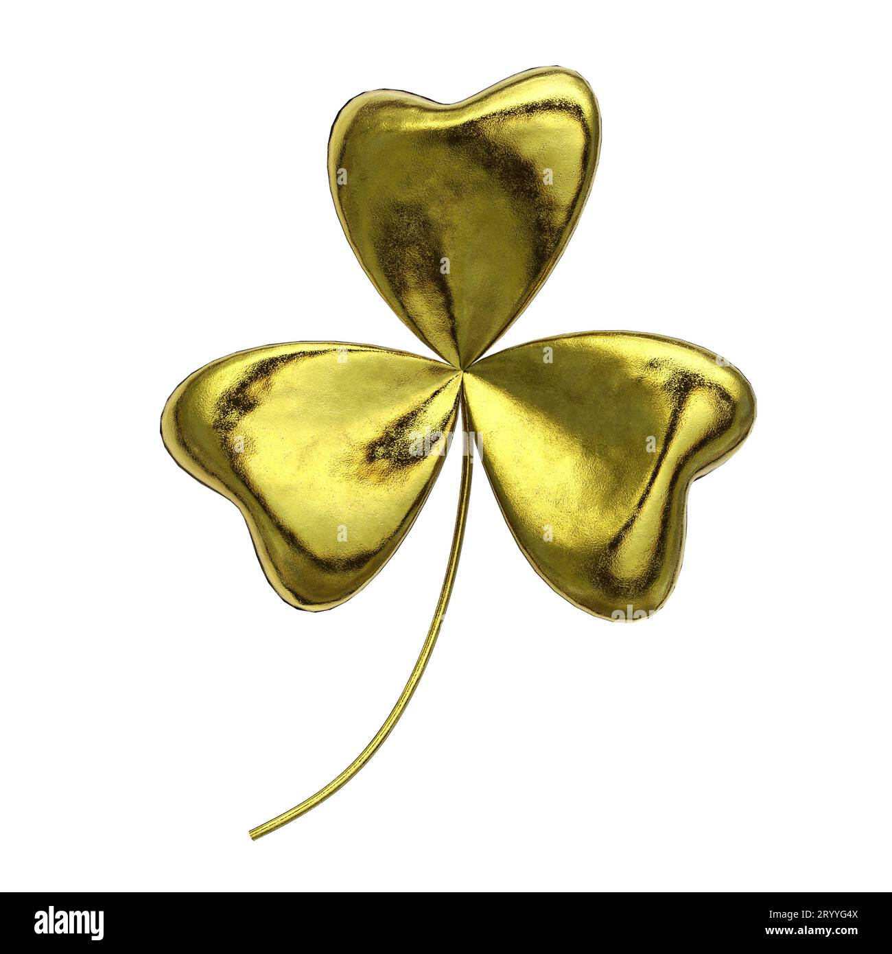 Gold shamrock on isolated white background. Object and Nature concept ...