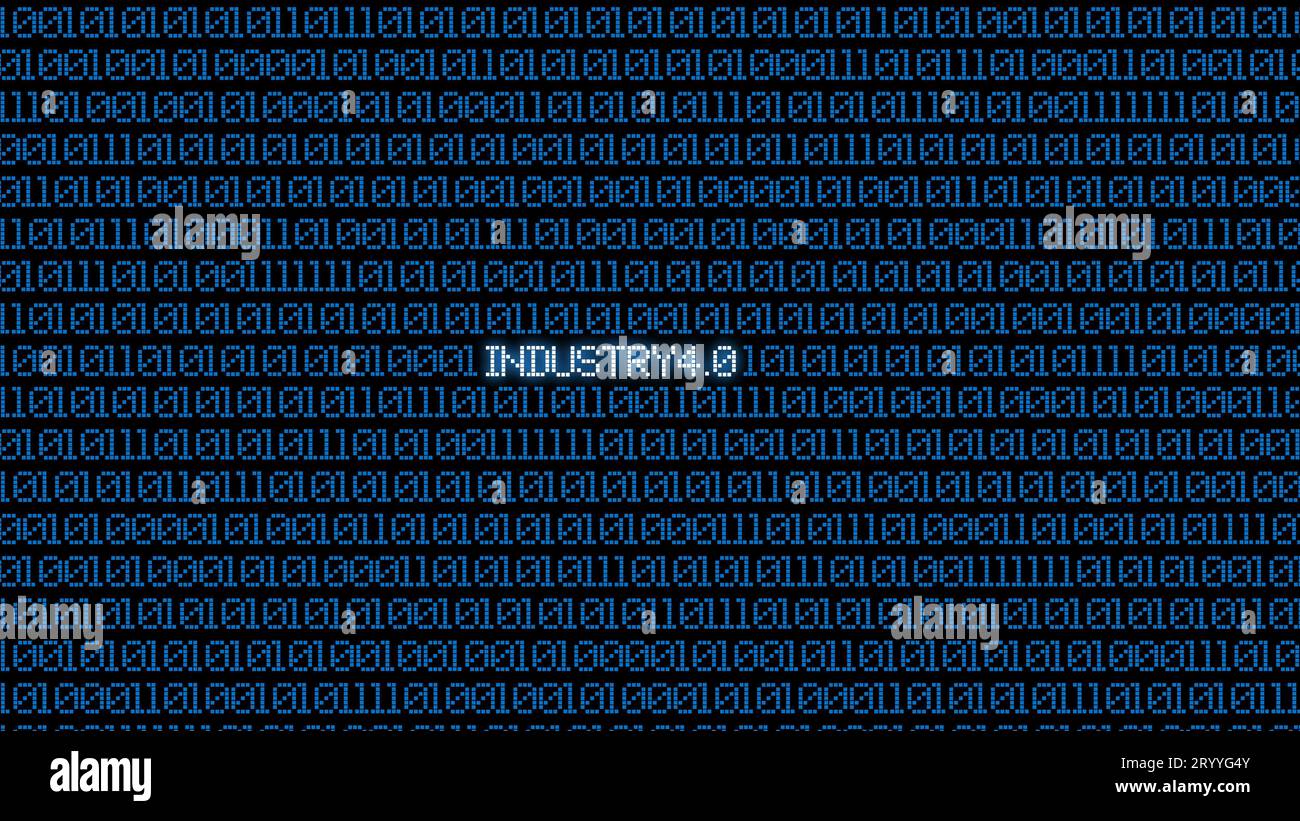 Industrial 4.0 Blue digital matrix bacgkground. Abstract background and ...