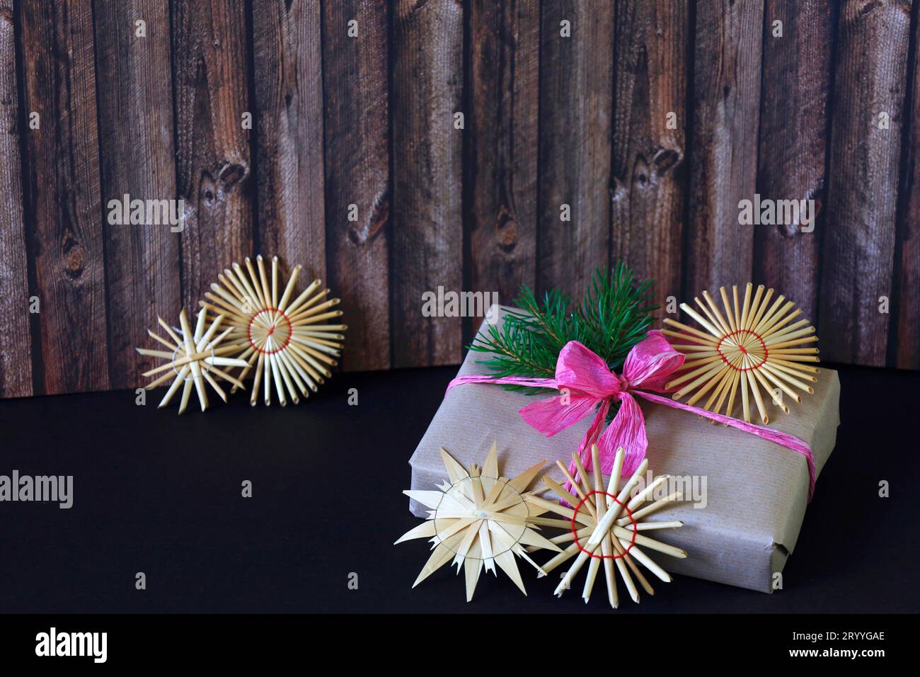 Christmas, Christmas decoration with straw stars, Germany Stock Photo ...