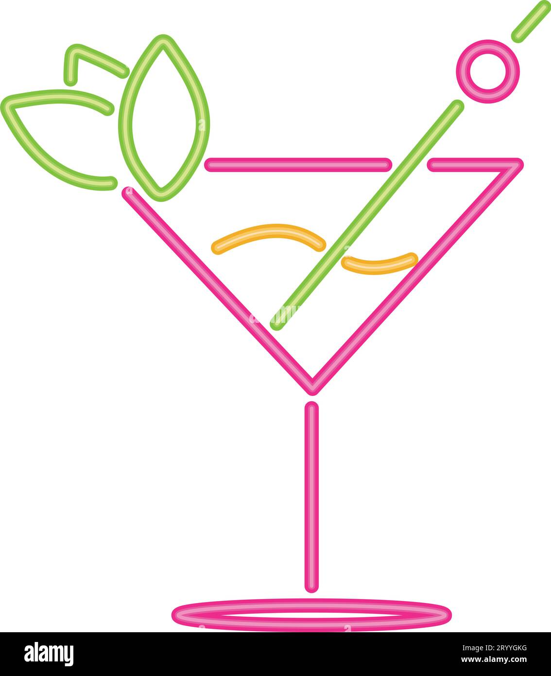 neon cocktail pink vector isolated Stock Vector Image & Art - Alamy