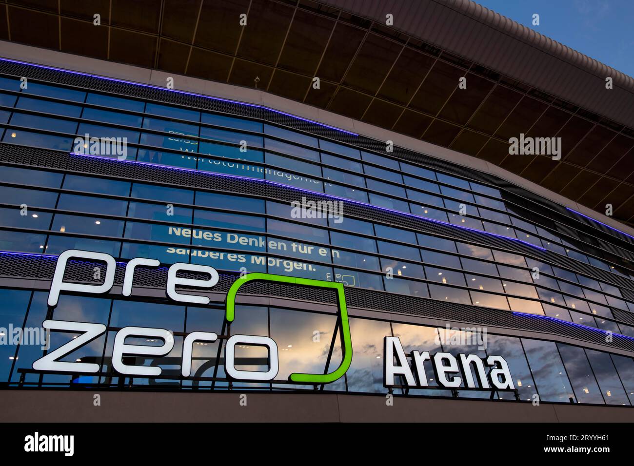 Glass facade, logo, VIP lounge, stadium, main stand, window, PreZero ...