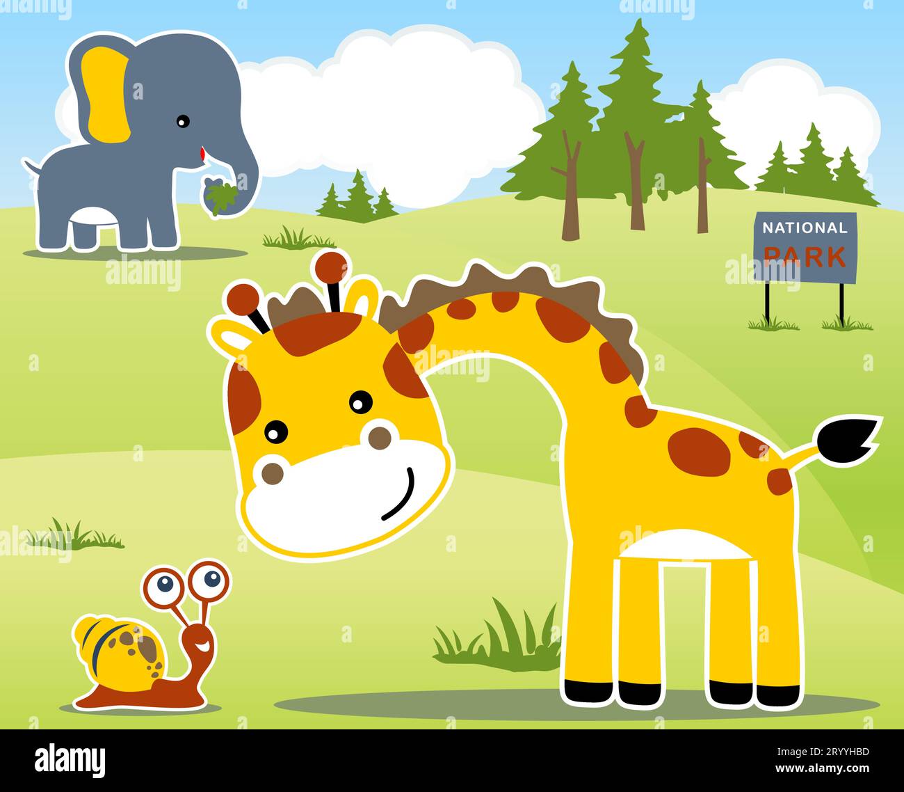 Funny animals cartoon in the zoo, vector cartoon illustration Stock ...