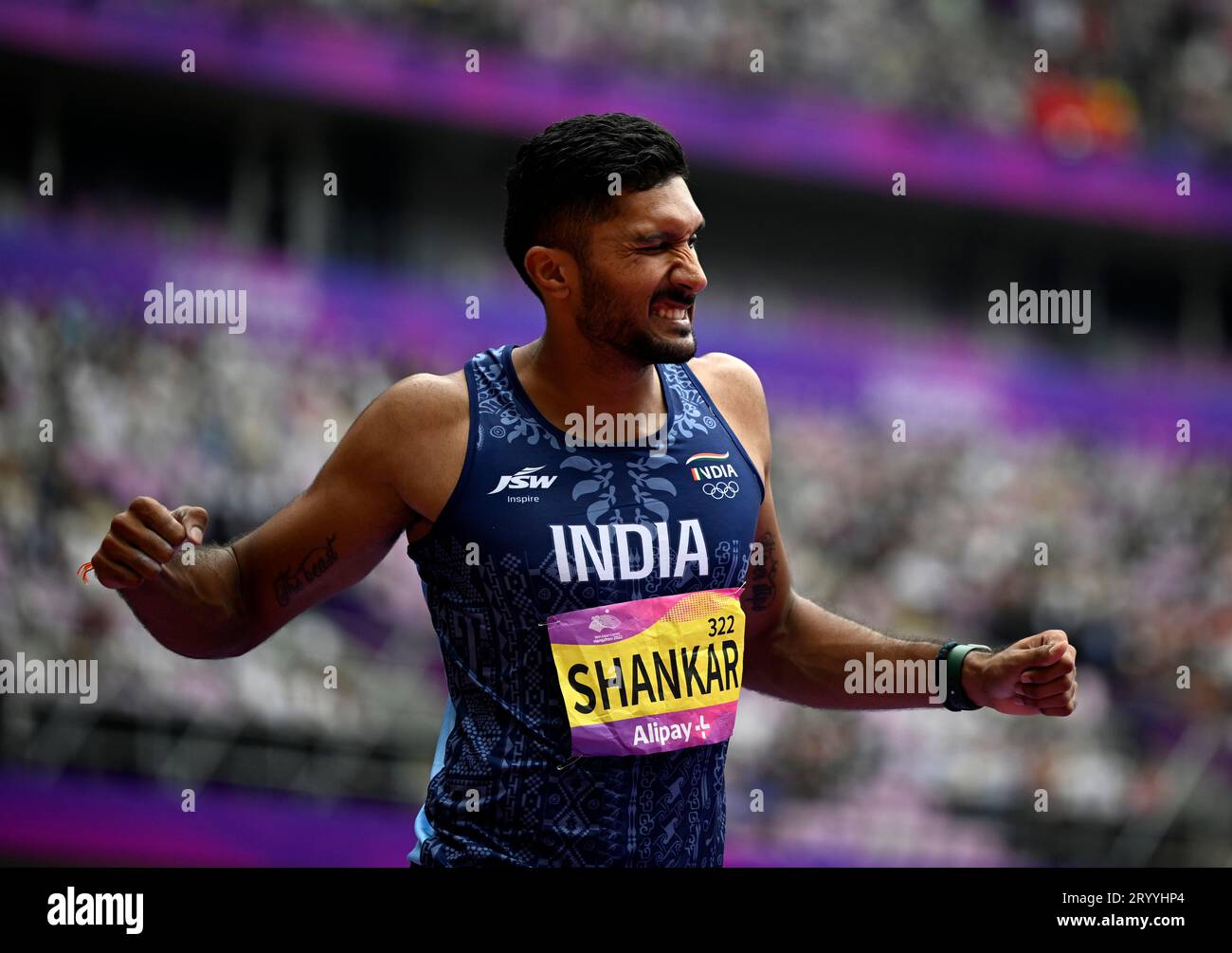 Hangzhou, China's Zhejiang Province. 3rd Oct, 2023. Tejaswin Shankar of ...