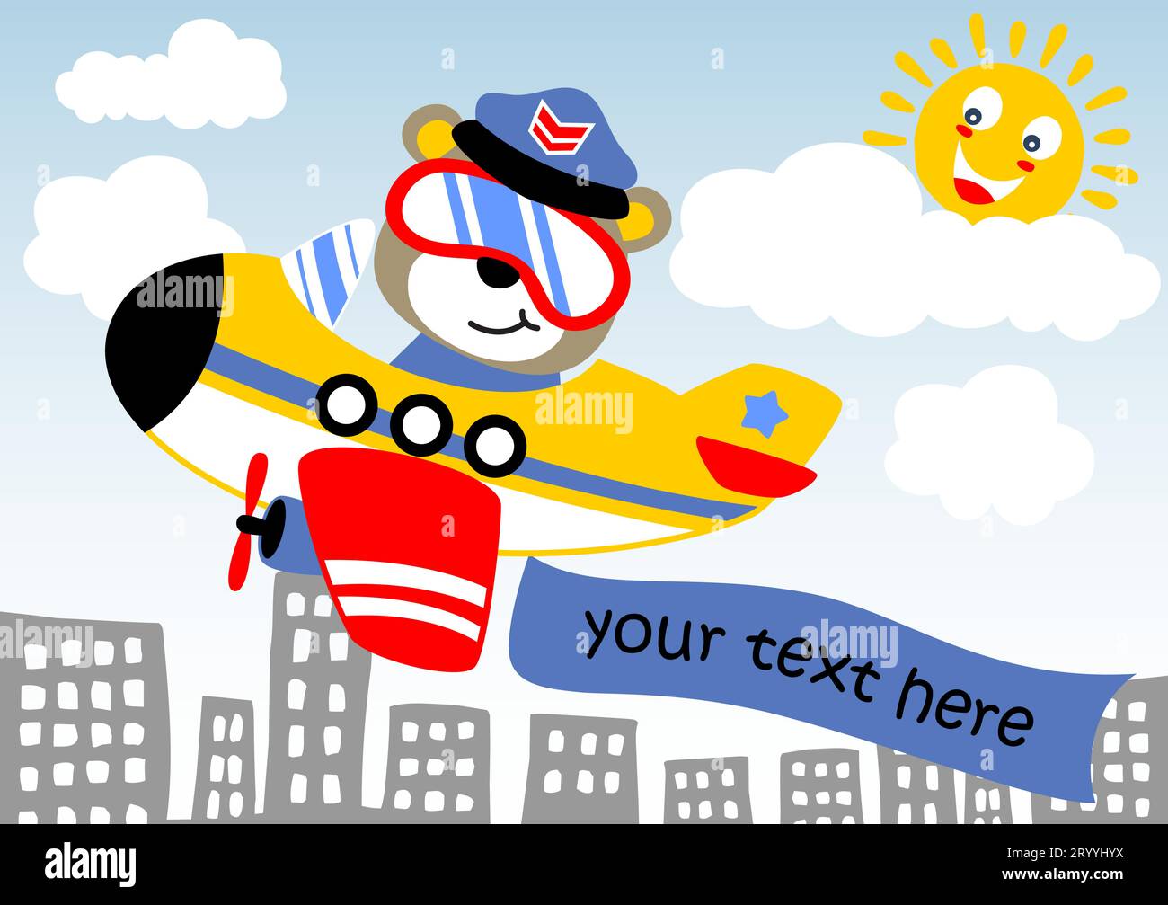 Vector illustration little cartoon airplane hi-res stock photography ...