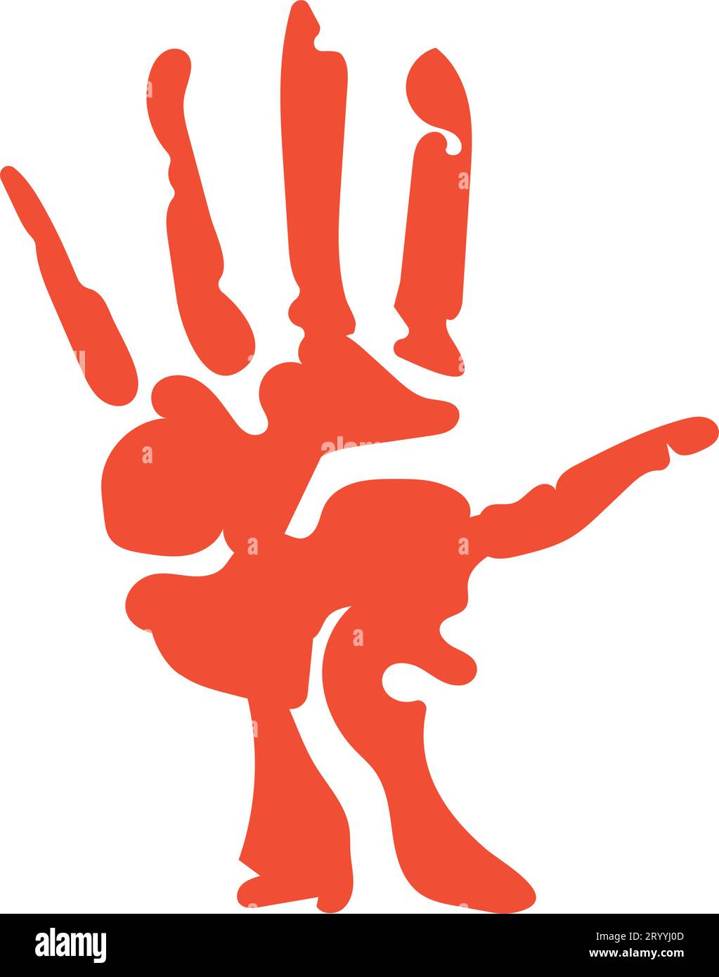 handprint paint color red vector isolated Stock Vector Image & Art - Alamy