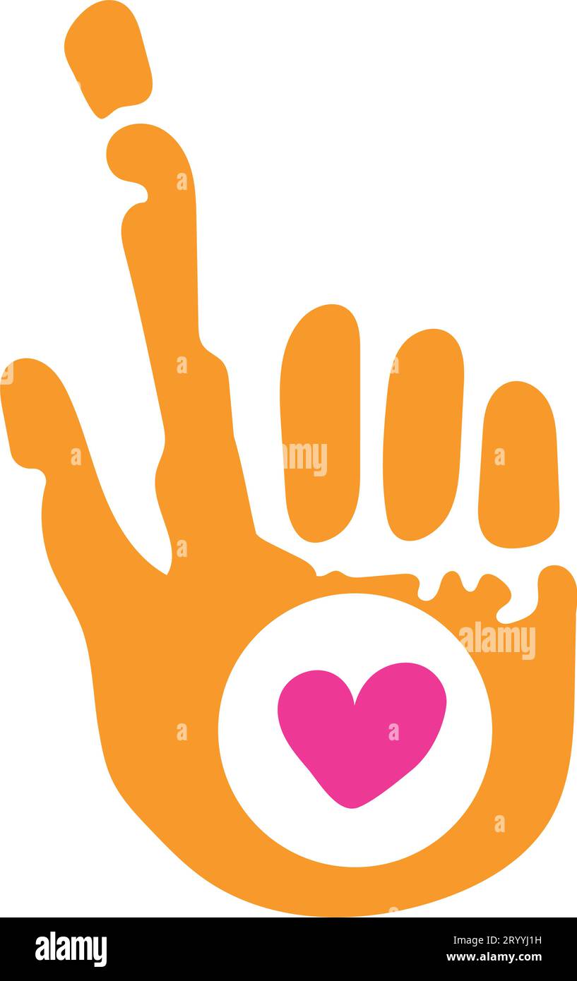 handprint paint color with a heart vector isolated Stock Vector Image ...
