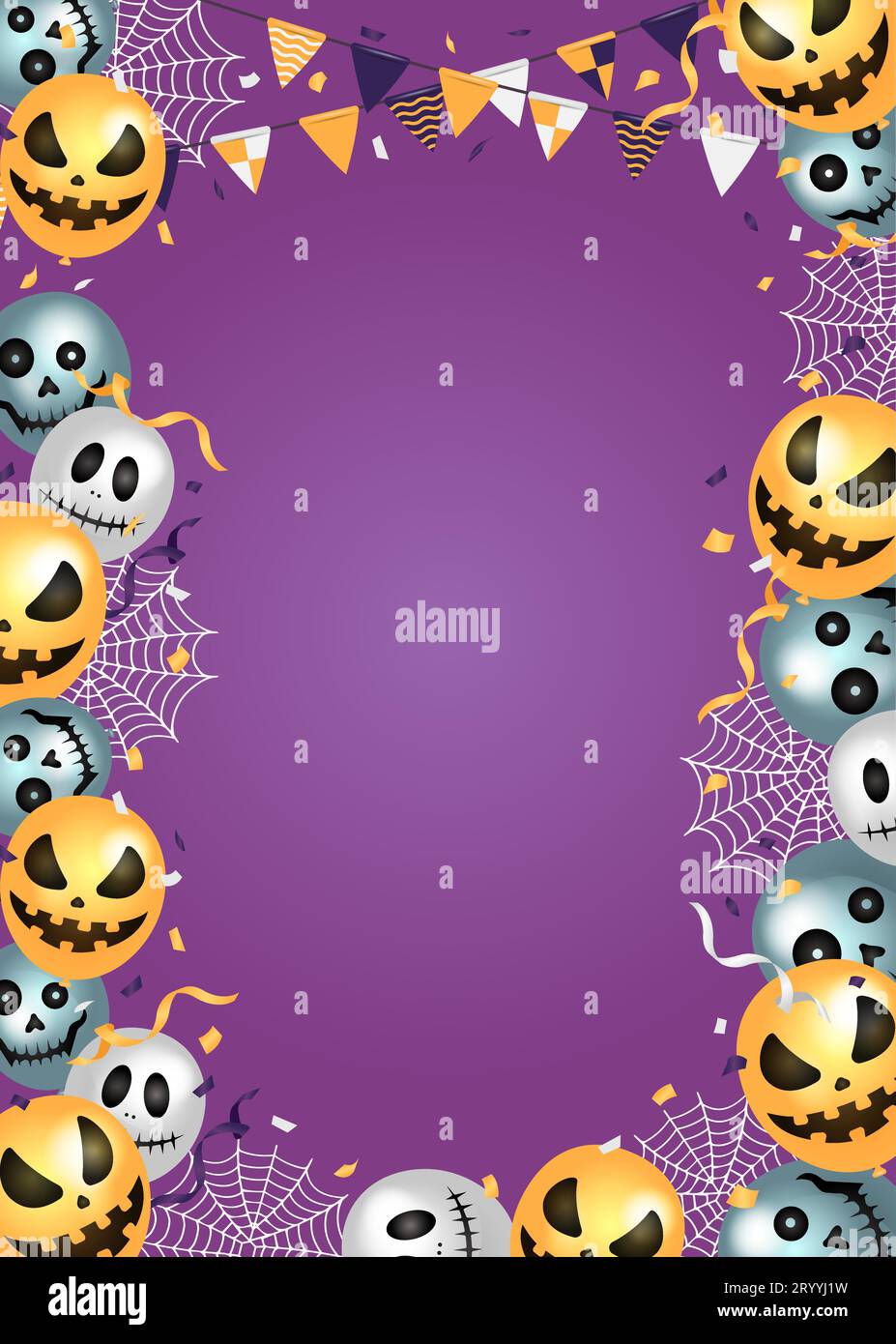 Halloween poster template illustration with balloon motif (A4 size ...