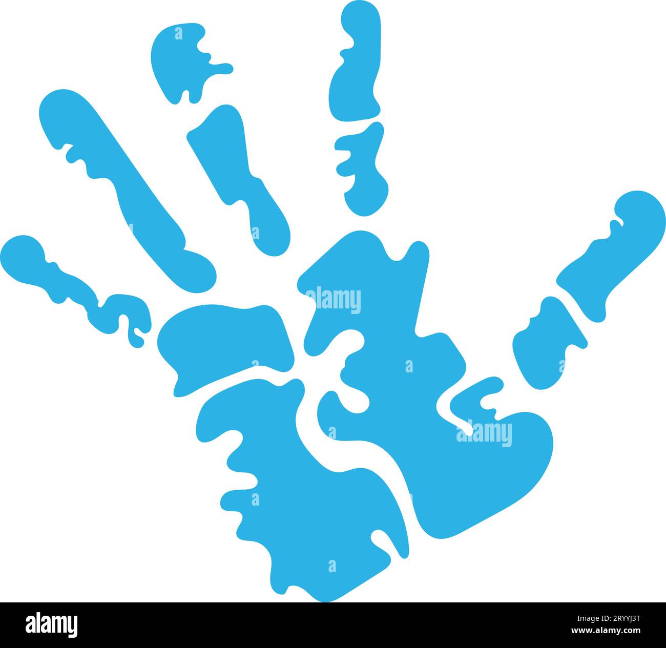 handprint paint color blue vector isolated Stock Vector Image & Art - Alamy