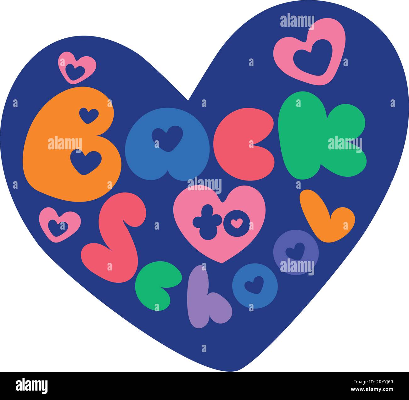 back to school heart lettering vector isolated Stock Vector Image & Art ...