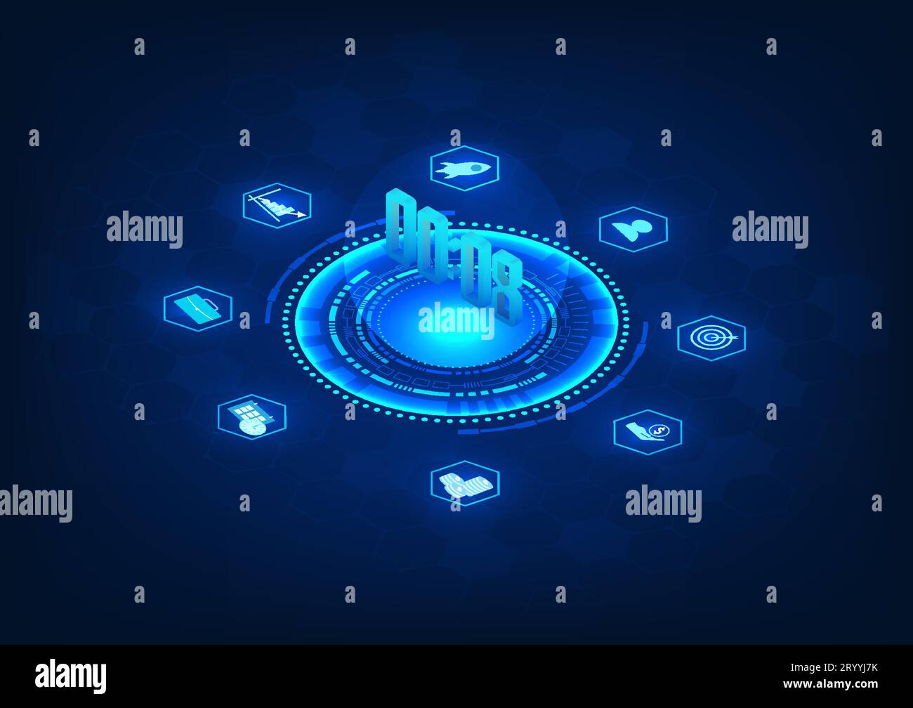 Time technology with technology circle with icons It conveys the time ...