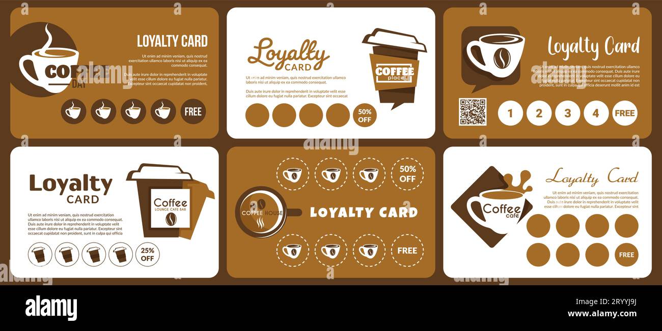 Loyalty card design set for coffee shop promo Stock Vector Image & Art ...