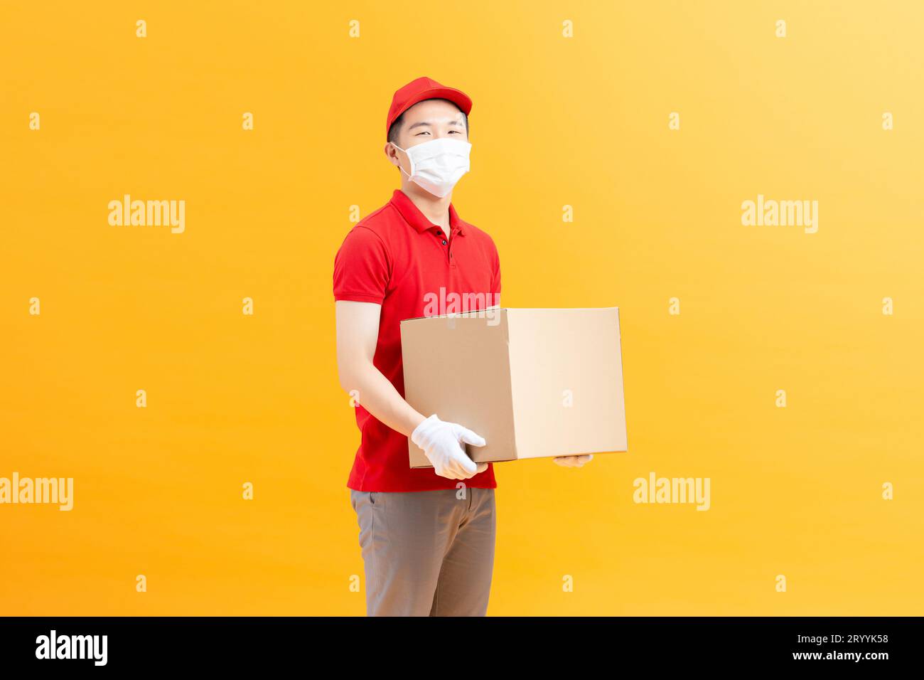 Food courier wearing mask protection hi-res stock photography and ...