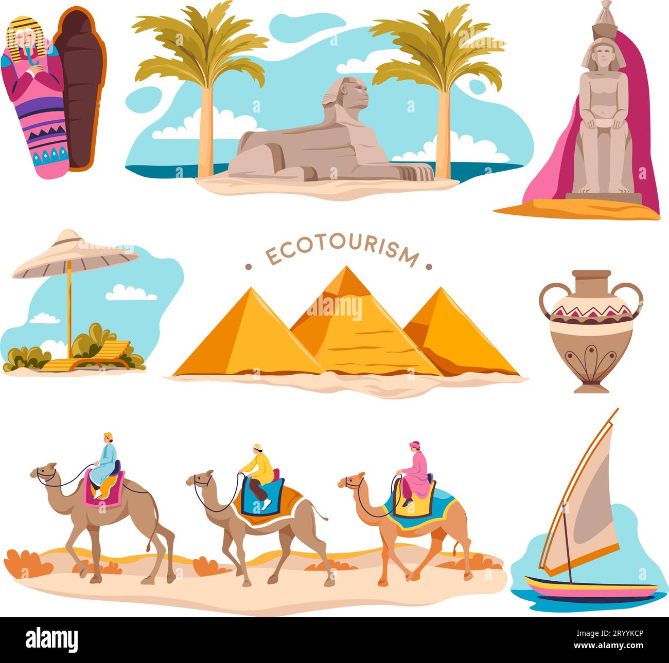 Ecotourism Egyptian pyramids and Africa traveling Stock Vector Image ...