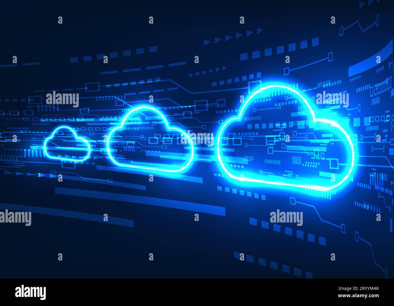 Cloud technology with circuit boards on the back The concept is a ...