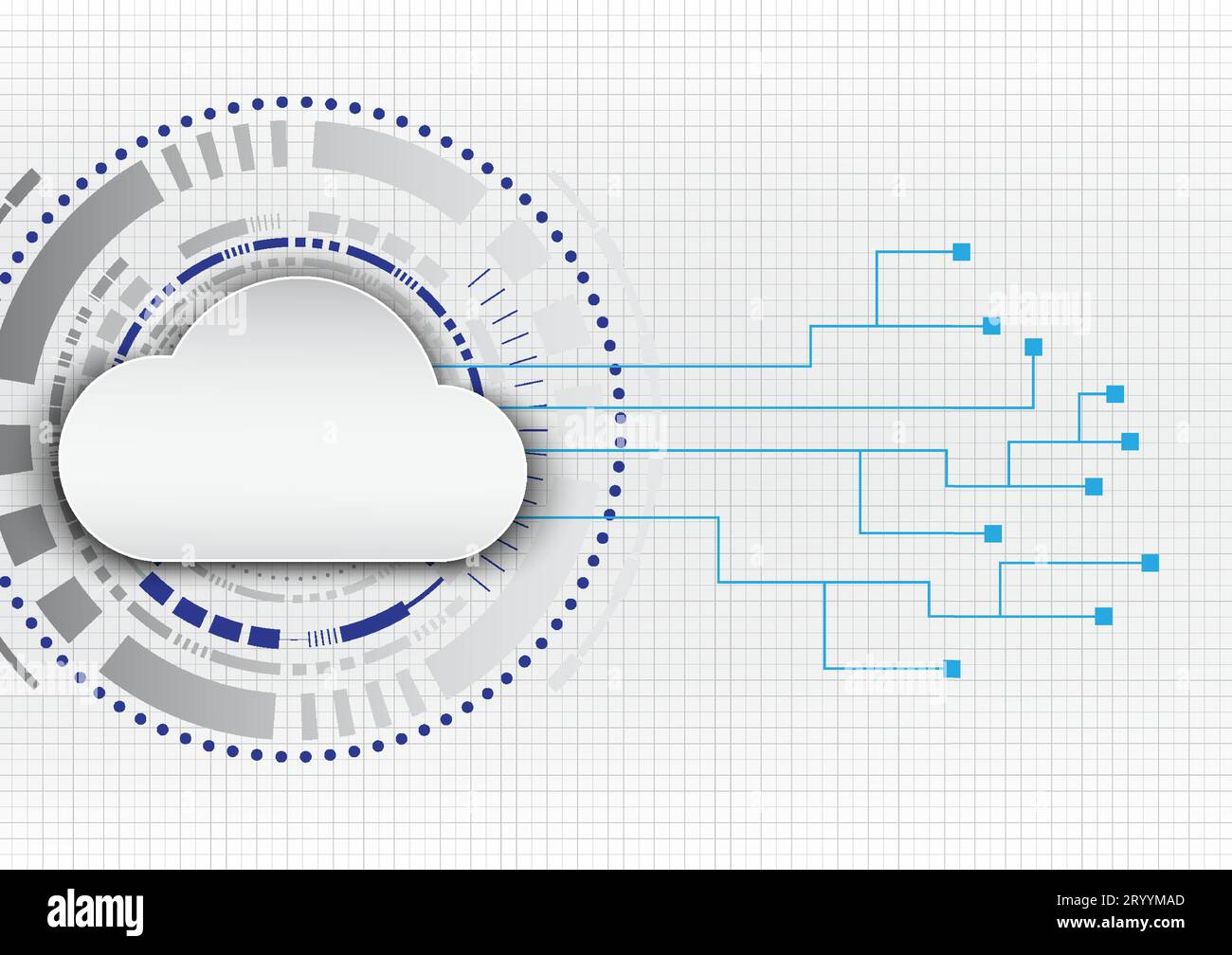 Cloud with tech circle background with connection circuit Data ...