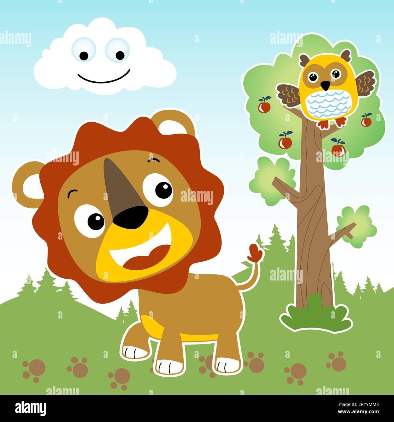 Cute smiling lion in Stock Vector Images - Alamy