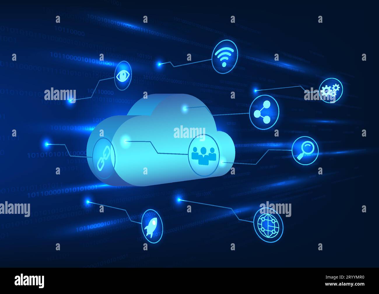 Smart technology circuit connected to cloud technology that sends data ...
