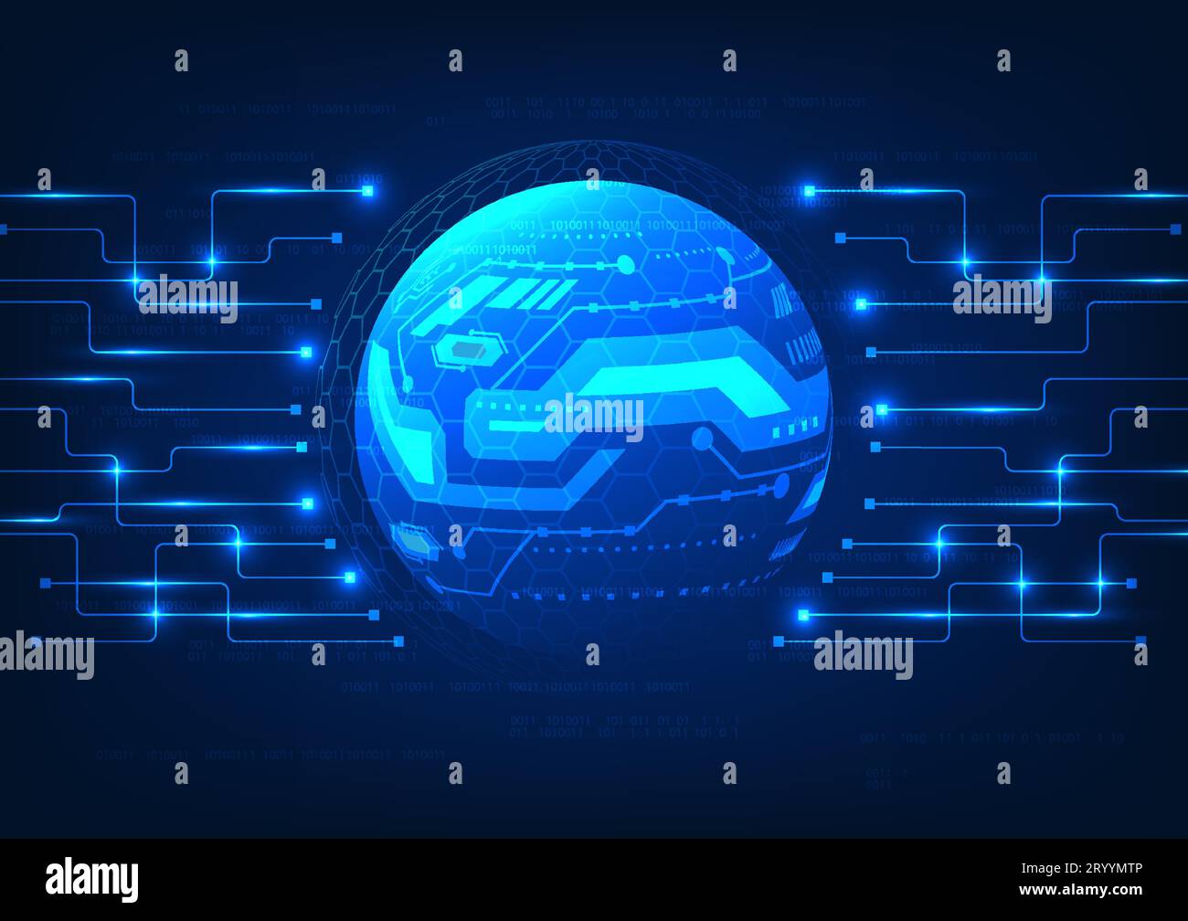 Technology circle background with a circuit board as a component ...