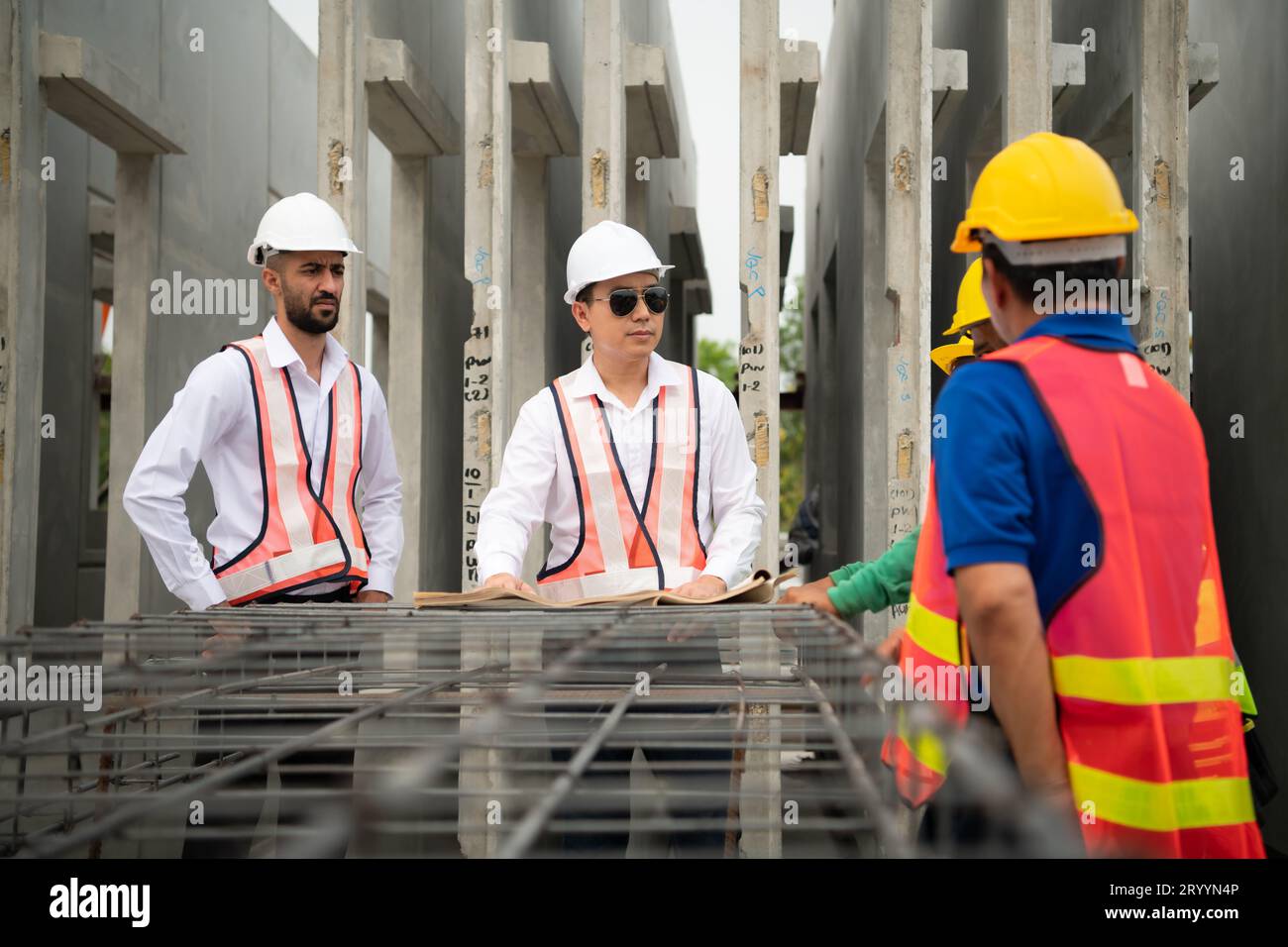 Construction engineer and construction foreman Monitor the progress and ...