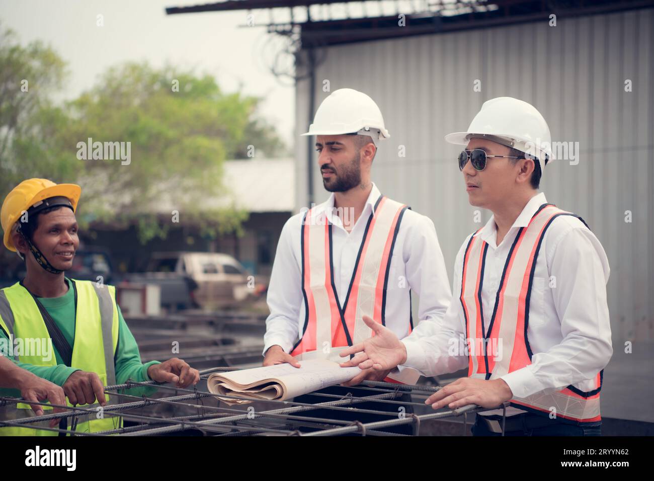 Construction engineer and construction foreman Monitor the progress and ...