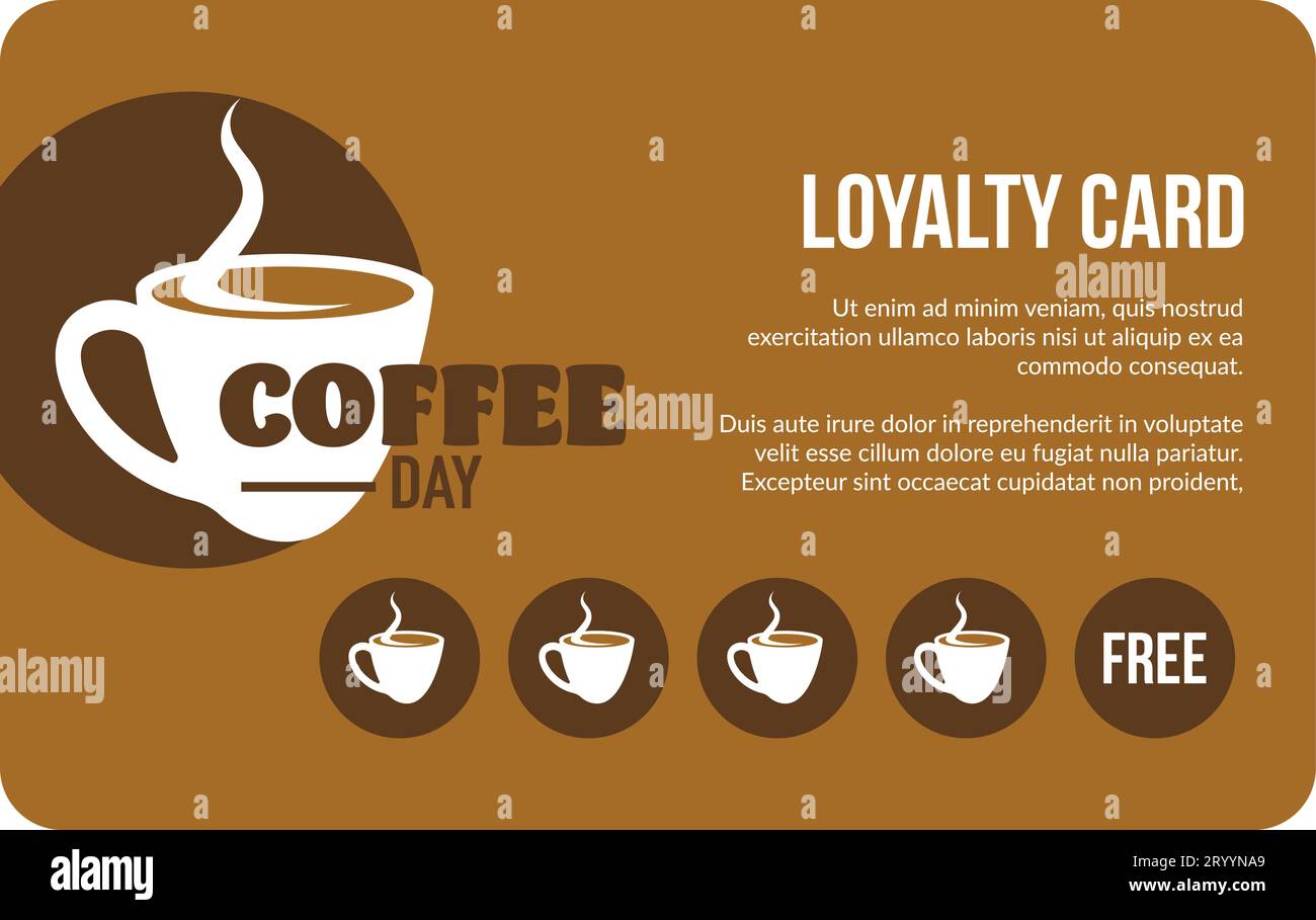 Loyalty card, coffee day get free cup from cafe Stock Vector Image ...
